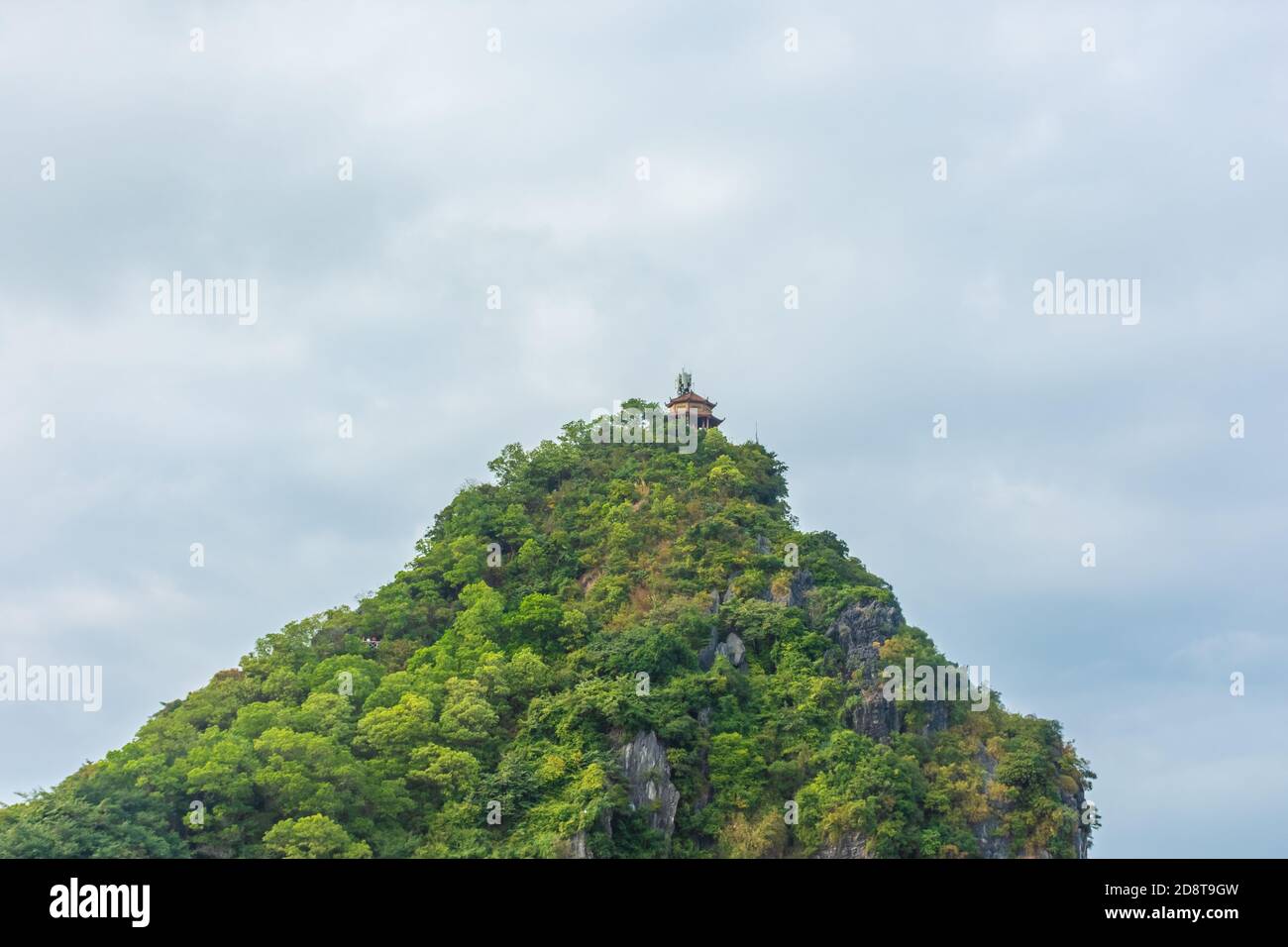 Temple on the top of the mount in Ha long bay, Vietnam Stock Photo - Alamy