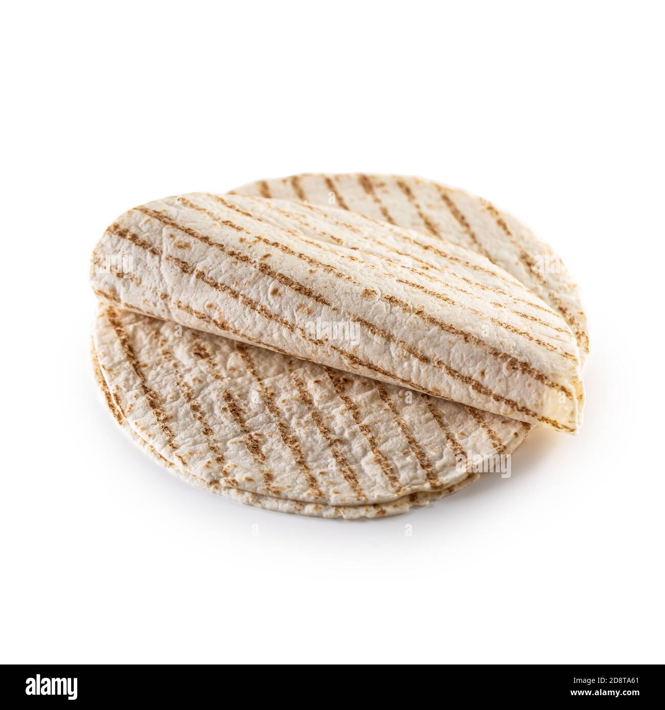 Grilled plain tortilla bread on an isolated white background Stock ...