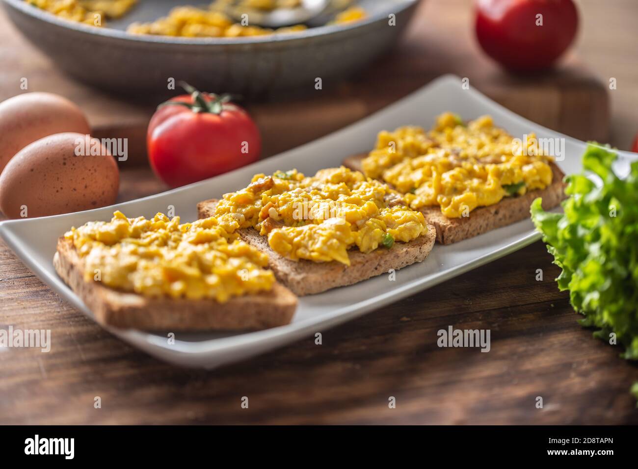 Tasty breakfast plate scrambled eggs hi-res stock photography and ...