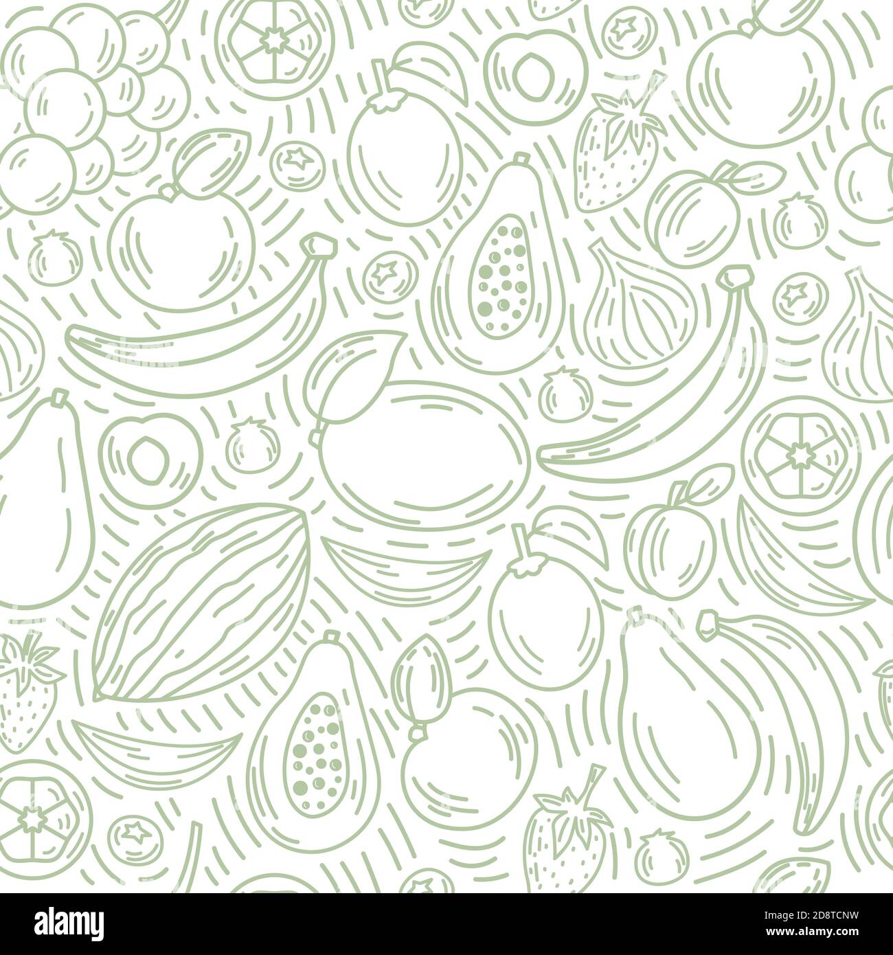 Vector fruits seamless pattern in outline style. Bright background of ...