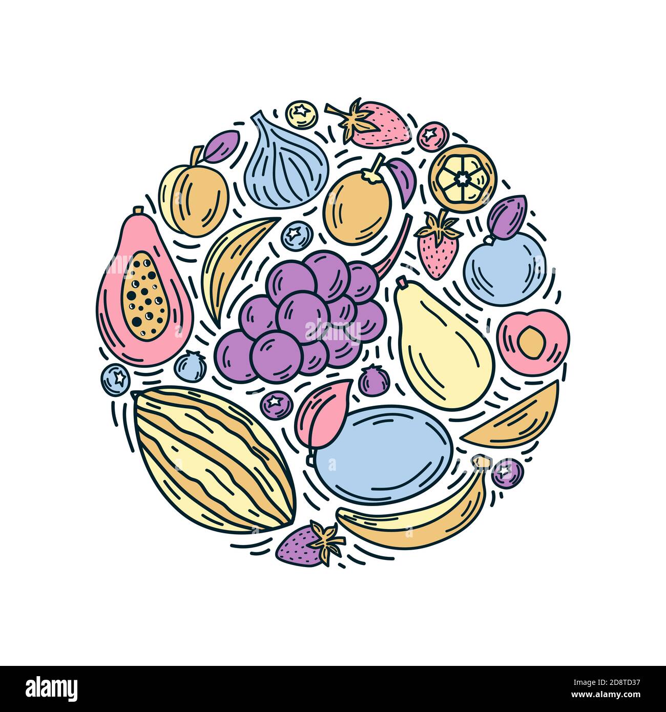 Vector fruits in round Stock Vector Images - Alamy