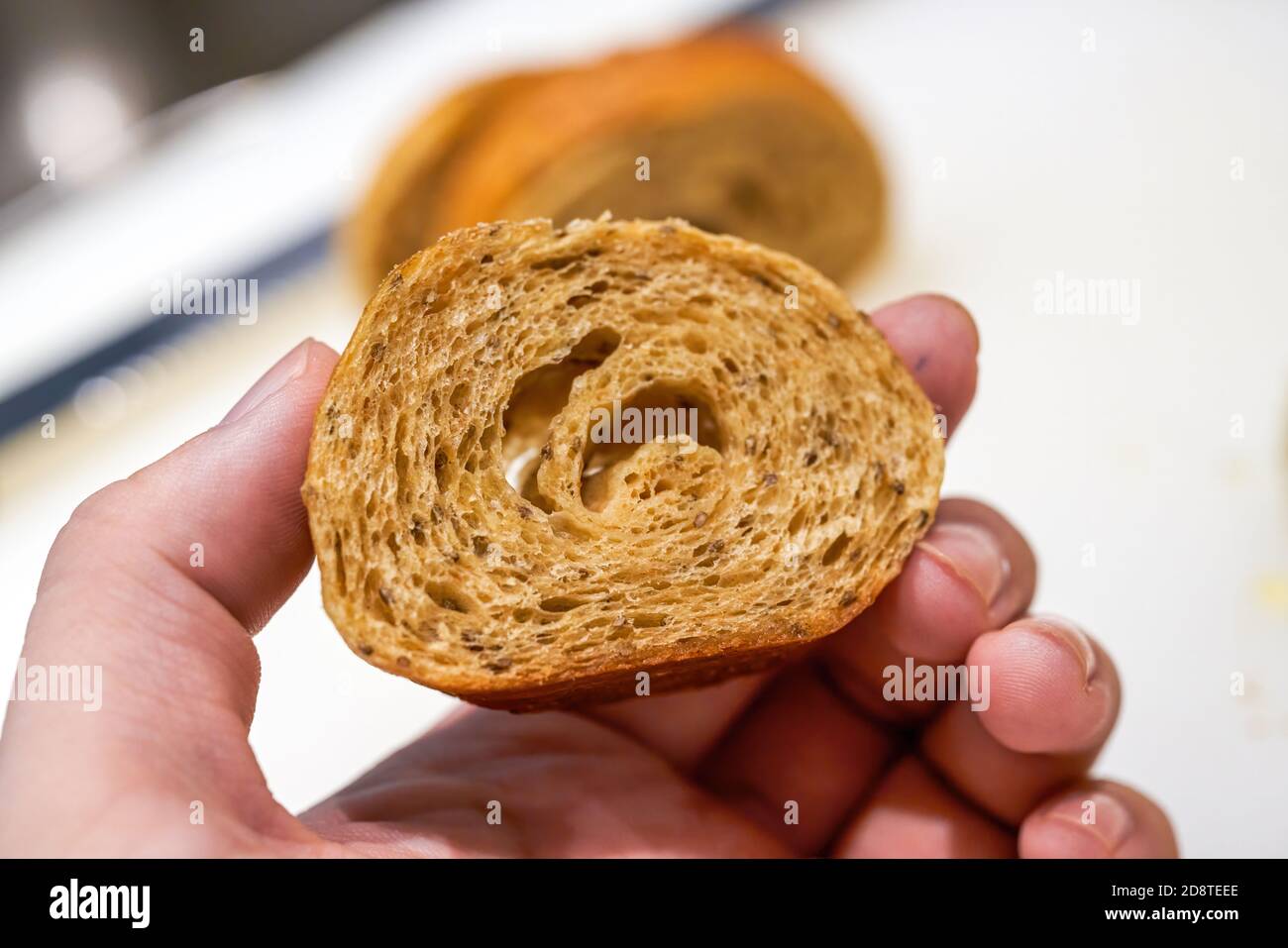 Close-up of a cross section of a French croissant Stock Photo - Alamy