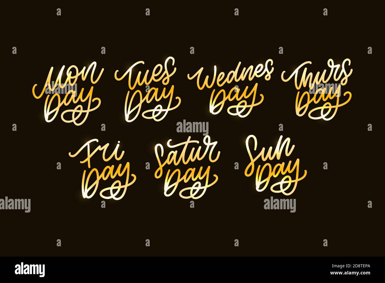 Vector handwritten inscription days a week. Calligraphy.dwritten ...