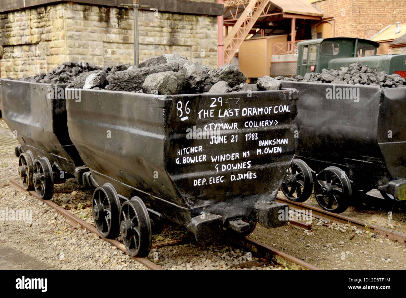 Rhondda Heritage Park, Porth, Wales - September 2017: Old coal trams ...