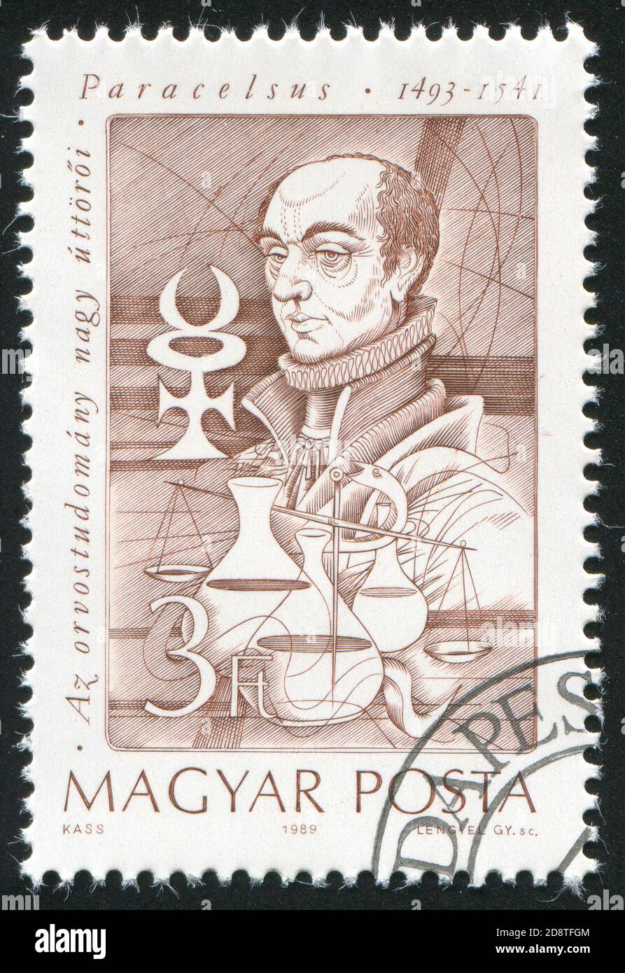 HUNGARY - CIRCA 1989: stamp printed by Hungary, shows Paracelsus ...