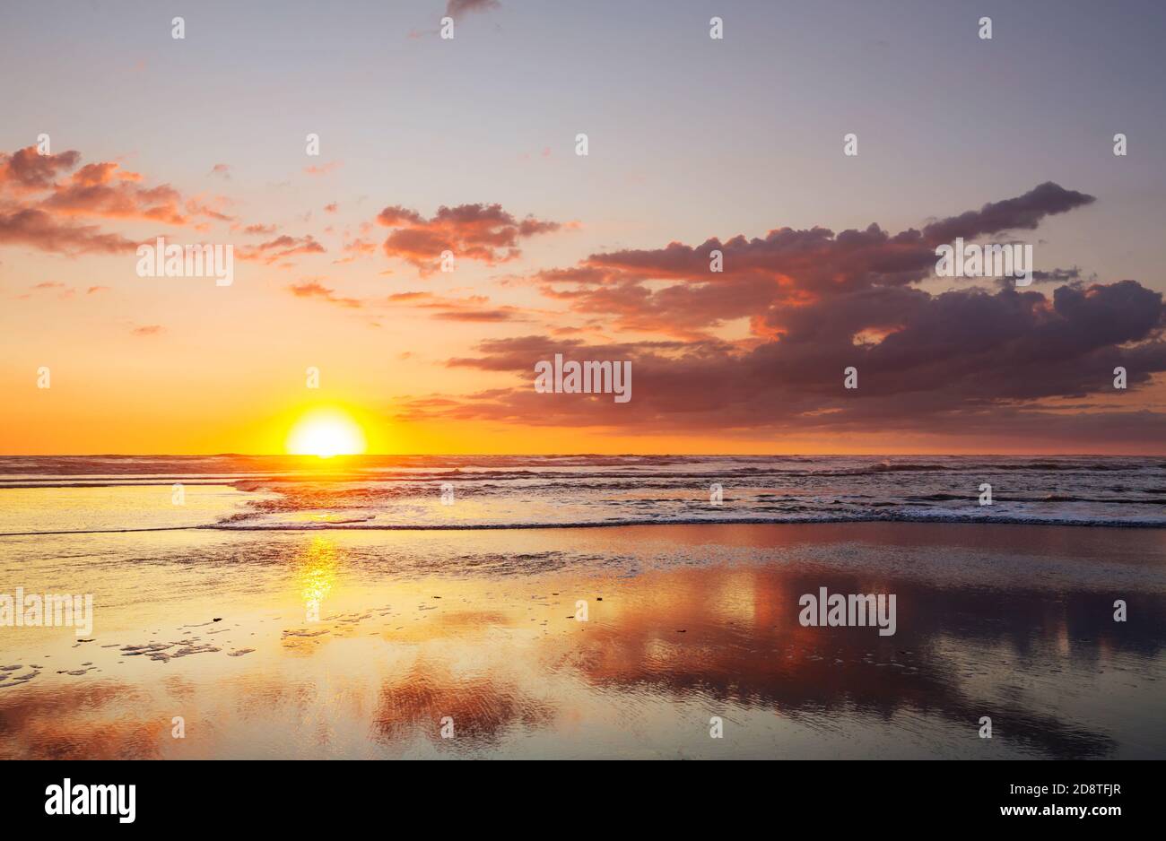Scenic colorful sunset at the sea coast. Good for wallpaper or ...