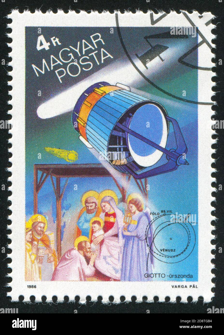HUNGARY - CIRCA 1986: stamp printed by Hungary, shows Halley’s Comet ...