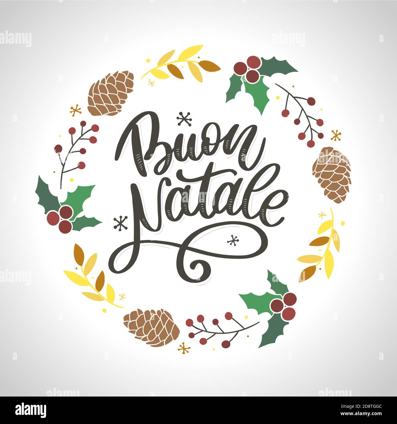 Buon Natale. Merry Christmas Calligraphy Template in Italian. Greeting ...