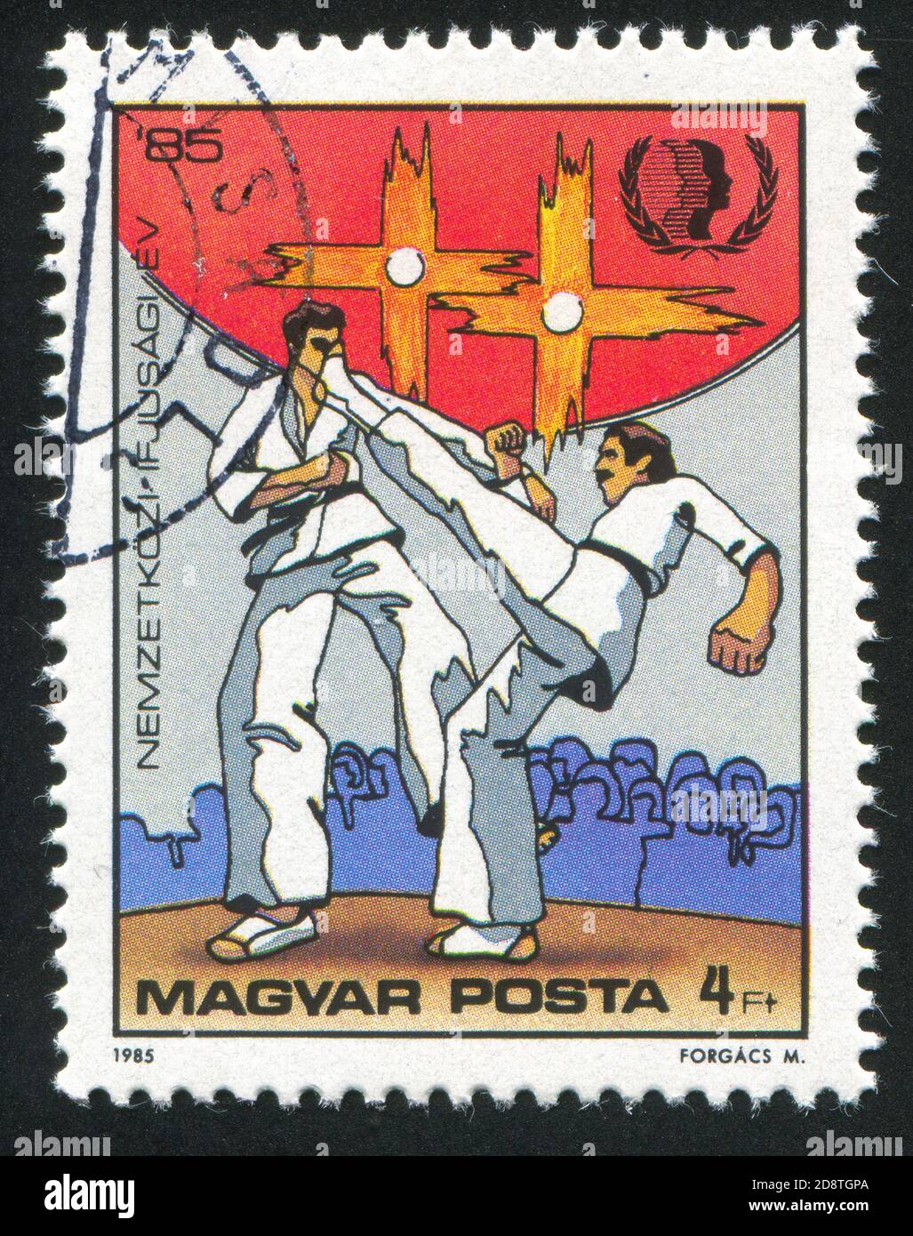 HUNGARY - CIRCA 1985: stamp printed by Hungary, shows Karate, circa ...