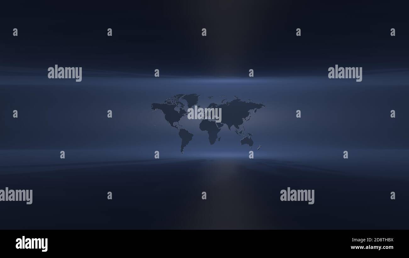 Luminous world map in blue surroundings Stock Photo - Alamy