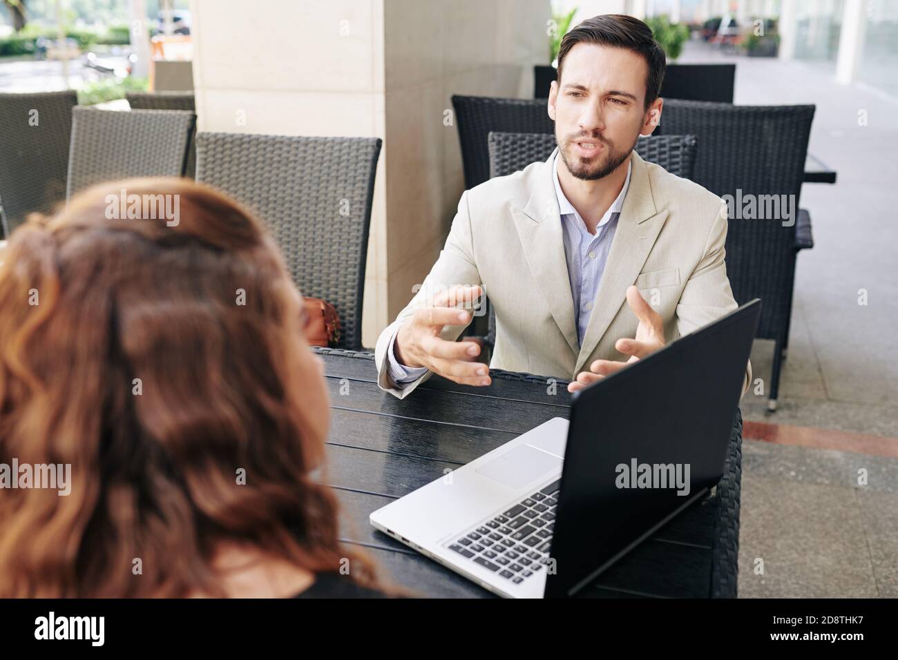 Man proving point in argument Stock Photo - Alamy