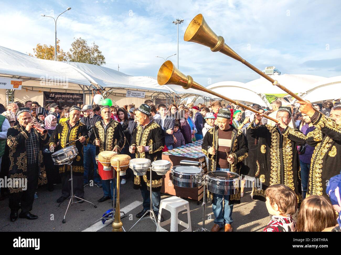 Samara, Russia - October 5, 2019: Uzbek ethnic musicians playing on ...