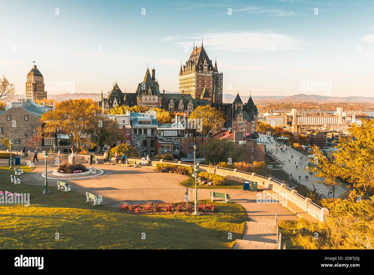 Cityscape or skyline of Chateau Frontenac, Dufferin Terrace and Saint ...