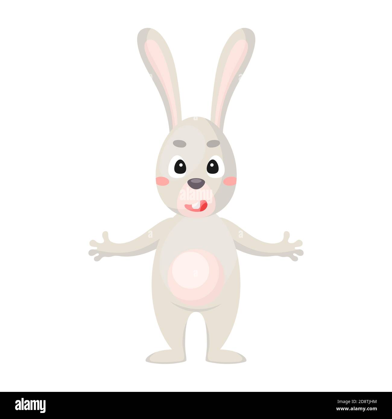 Cute funny hare print on white background. Woodland cartoon animal ...