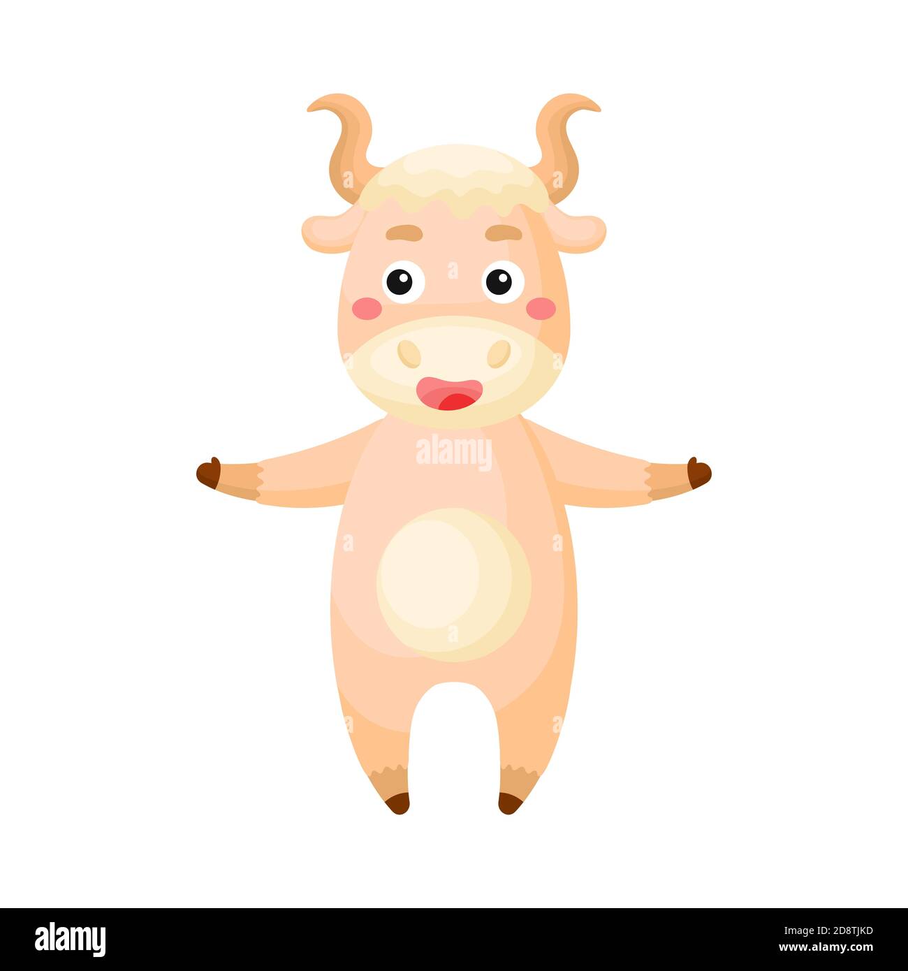 Cute funny yak print on white background. Domestic cartoon animal ...