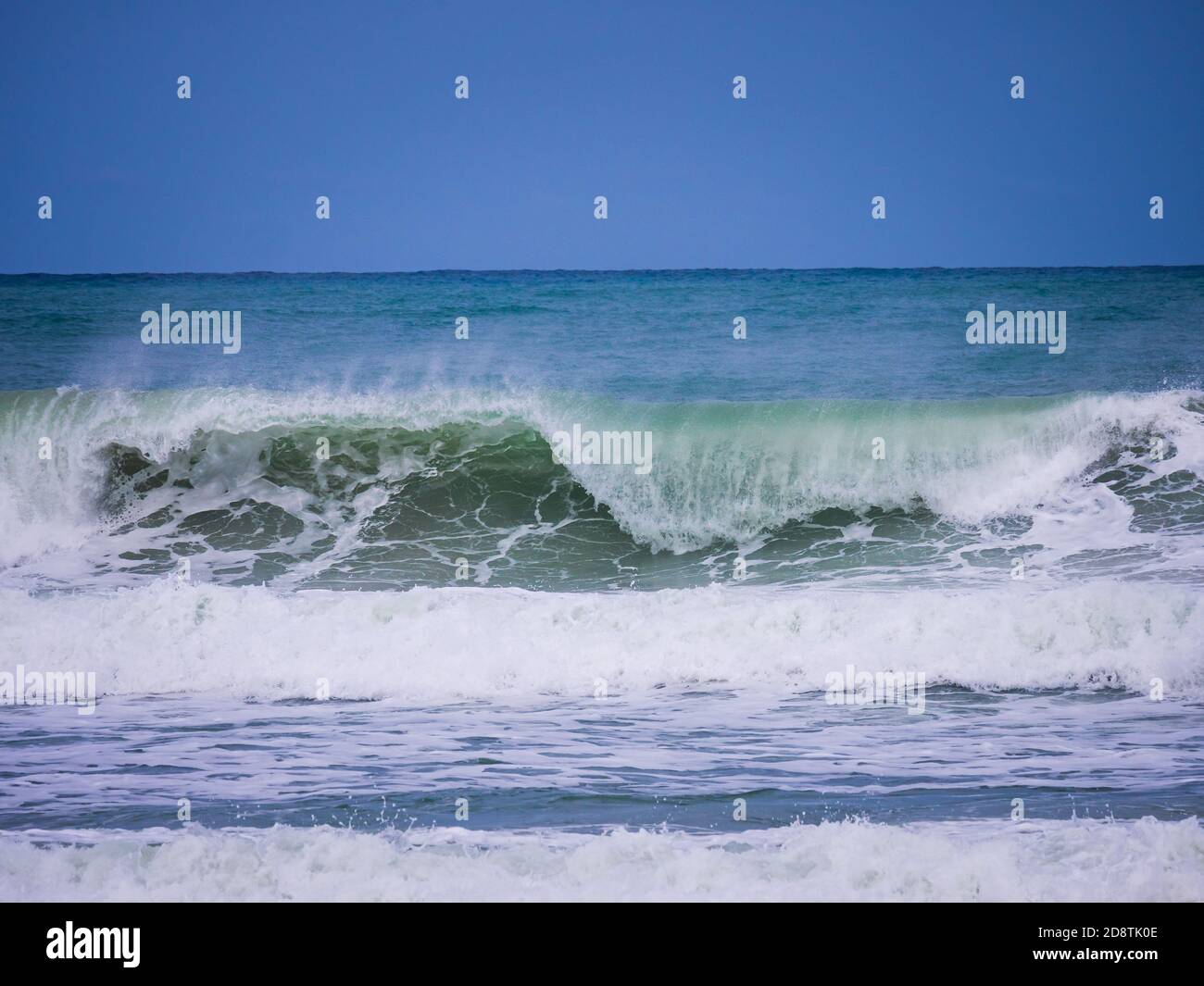 Powerful blue ocean wave with perfect breaking natural background Stock ...