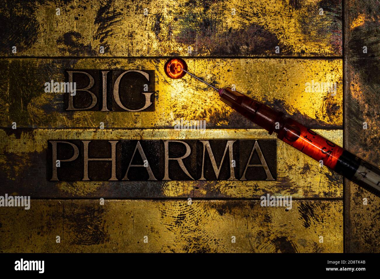 Big Pharma text message with syringe and red fluid drop underneath ...