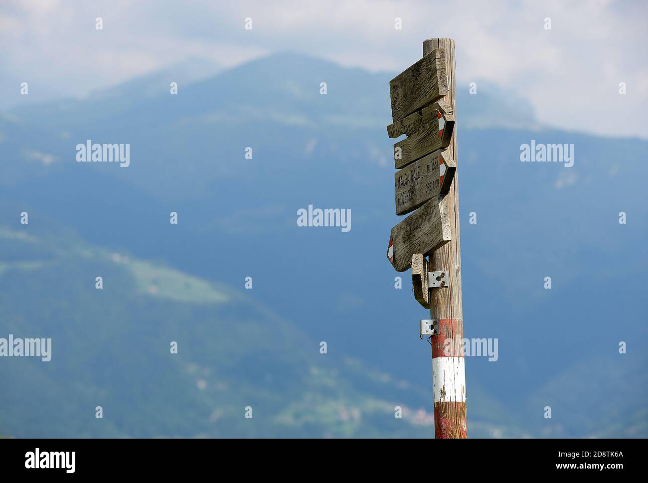 Pontogna (Bs), Trompia Valley, Italy,a road sign indicating trail ...
