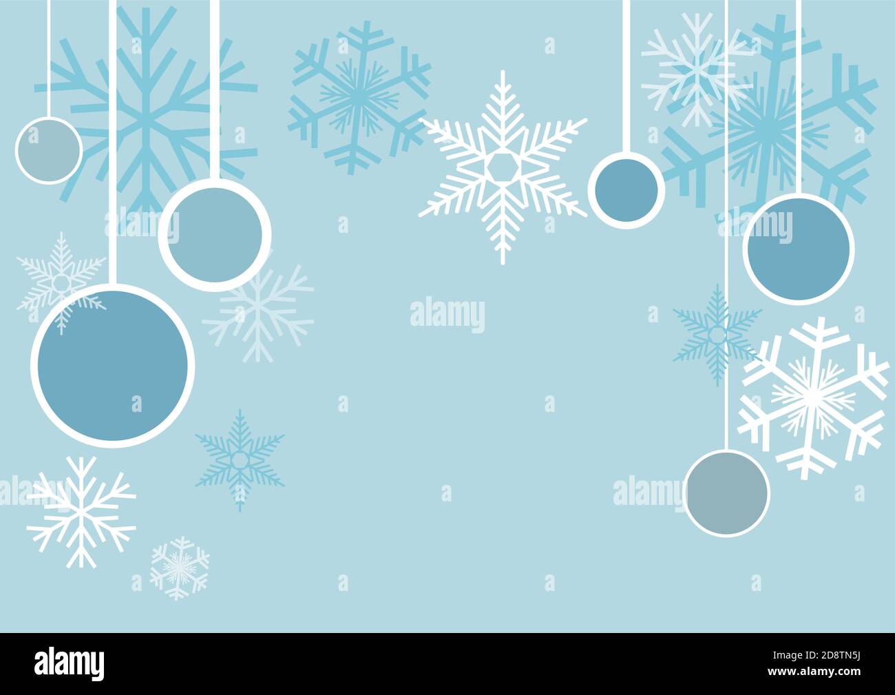 Vector Winter Background, snow and balls hanging by a thread. Flat ...
