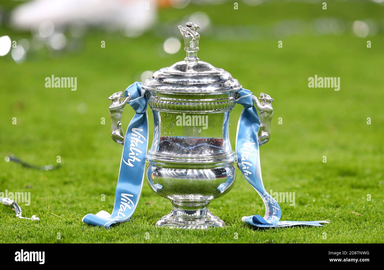 A general view of the trophy after the Women's FA Cup Final at Wembley ...
