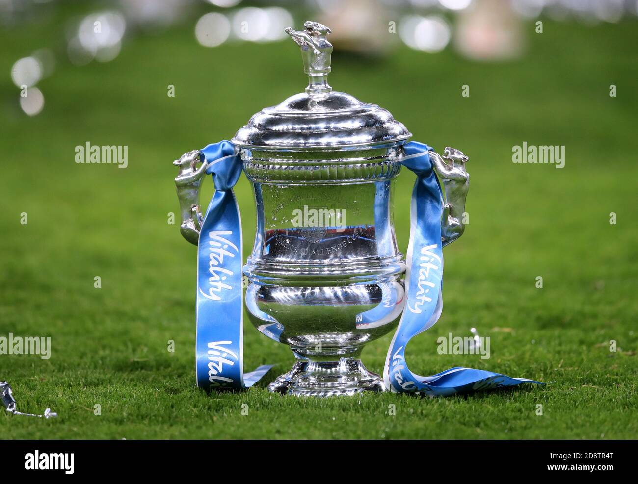 A general view of the trophy on the pitch at the end of the Women's FA ...