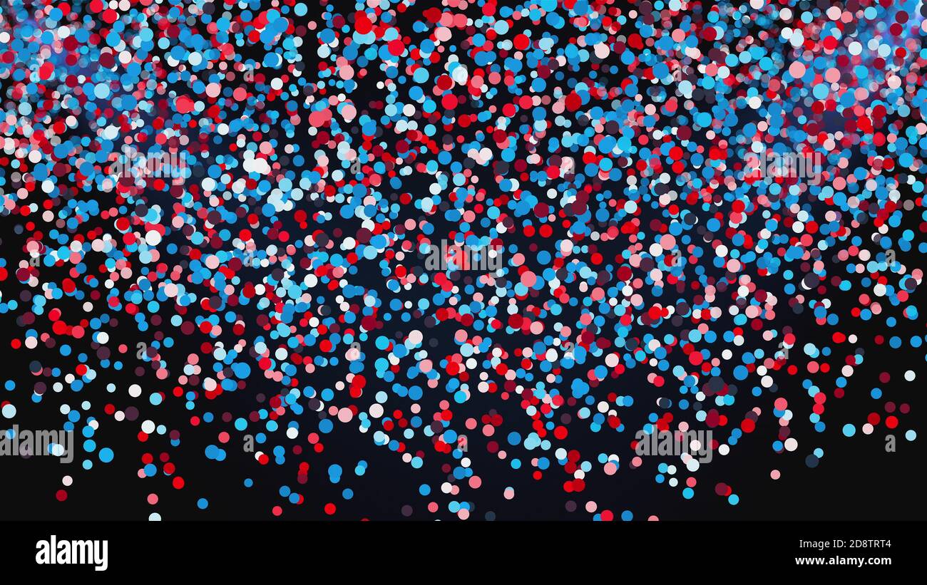 Flying colored particles in the rays of light, computer generated. 3d ...