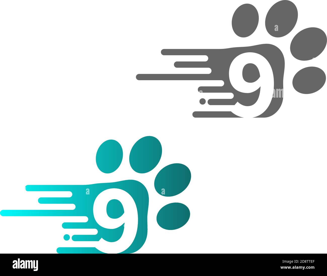 Number 9 icon on paw prints logo design Stock Vector Image & Art - Alamy