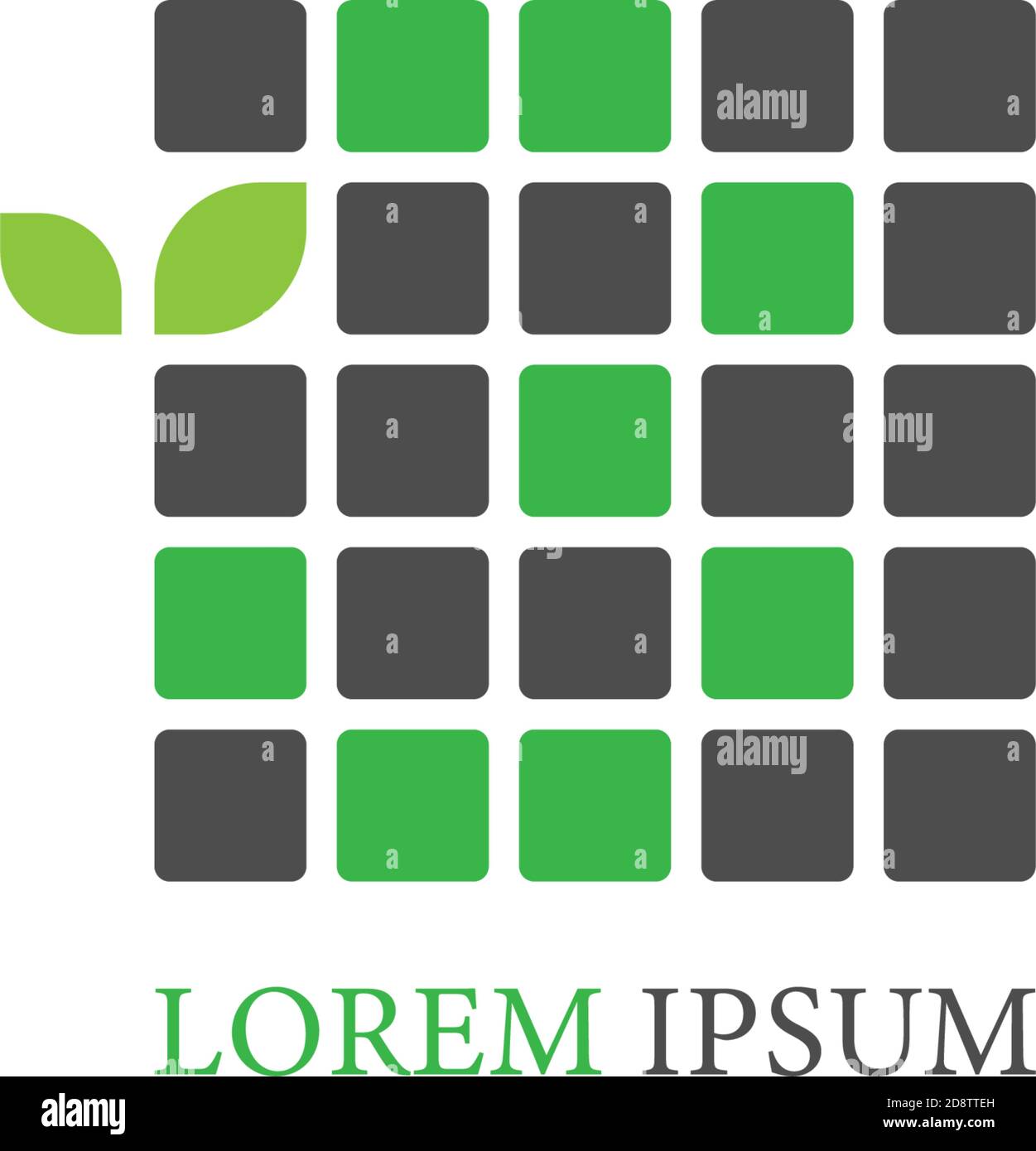 Number 3 logo icon with leafs on squares design vector Stock Vector ...