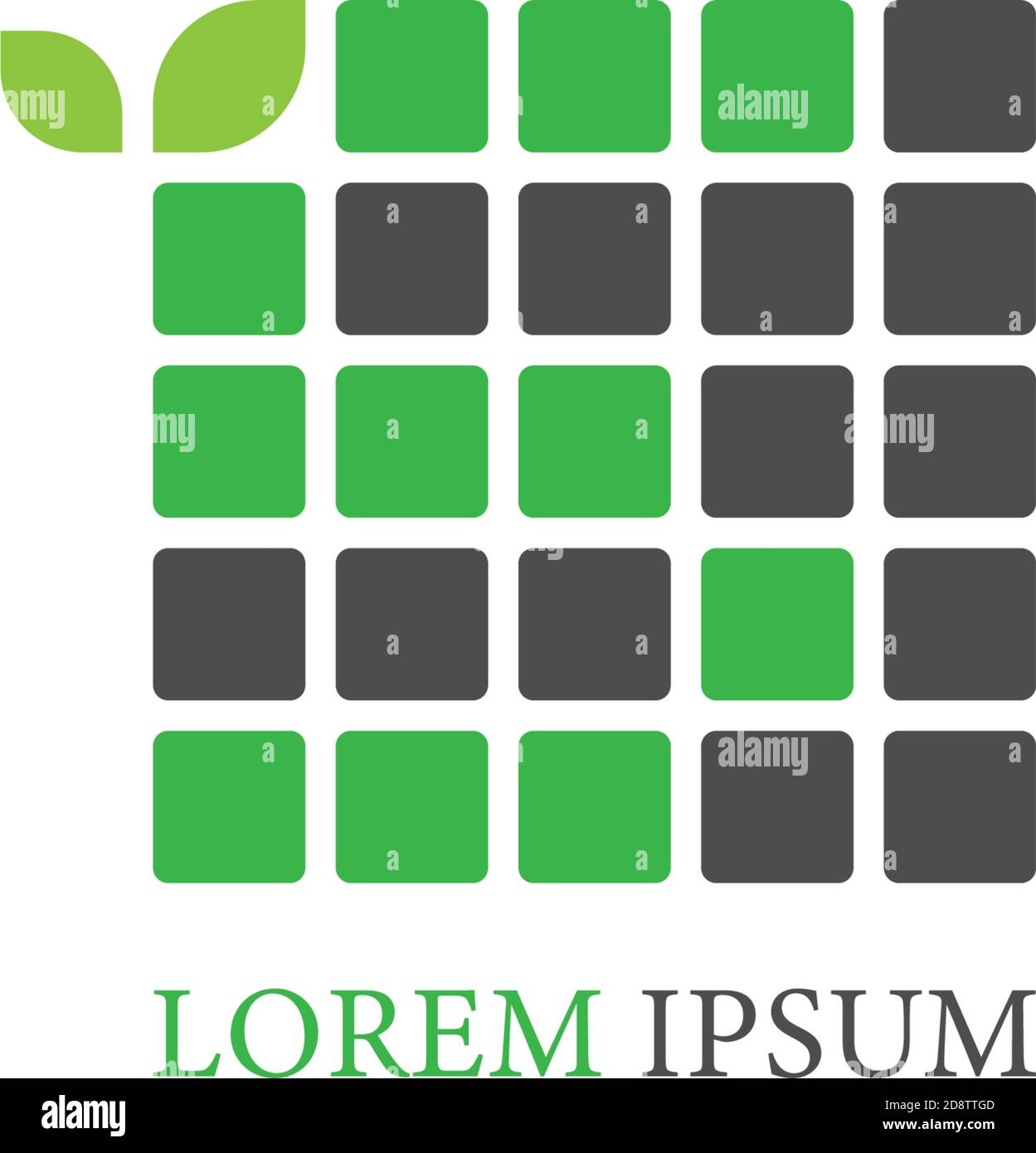 Number 5 logo icon with leafs on squares design vector Stock Vector ...