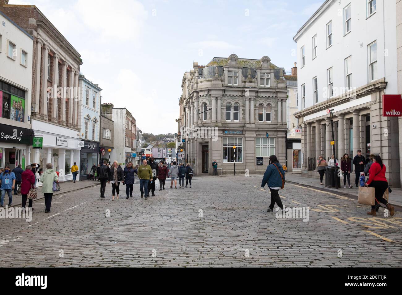 Shoppers in High street, Truro Cornwall Stock Photo - Alamy