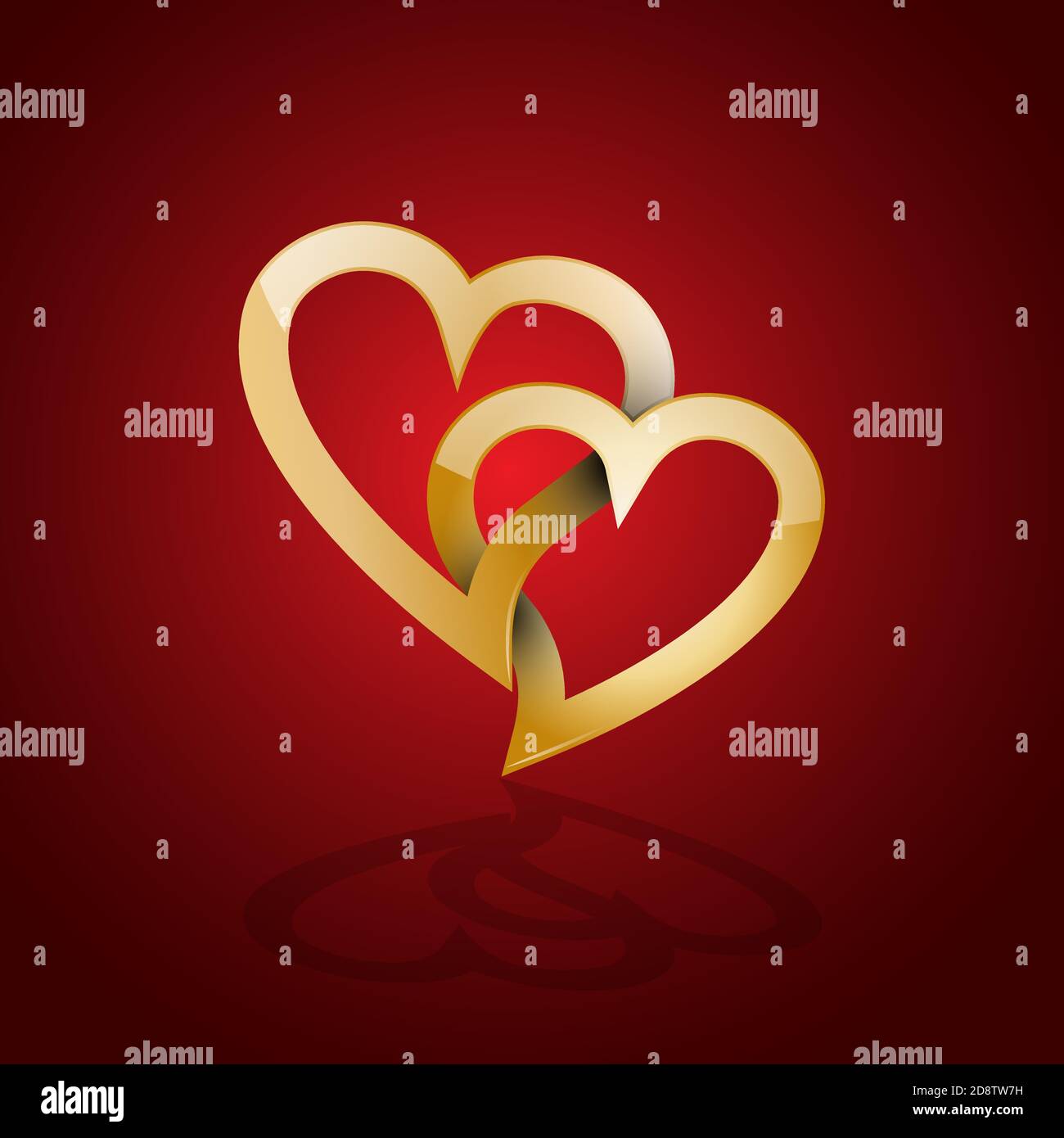 Vector golden two twisted hearts. Concept of eternal love Stock Vector ...