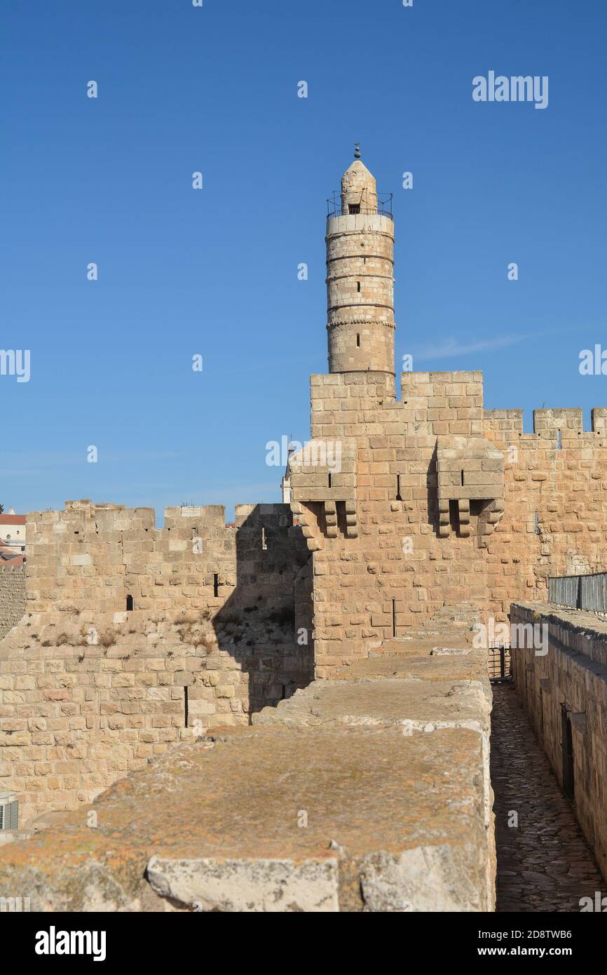 Jerusalem, Tower of David in the Old City. Walls and towers of the ...