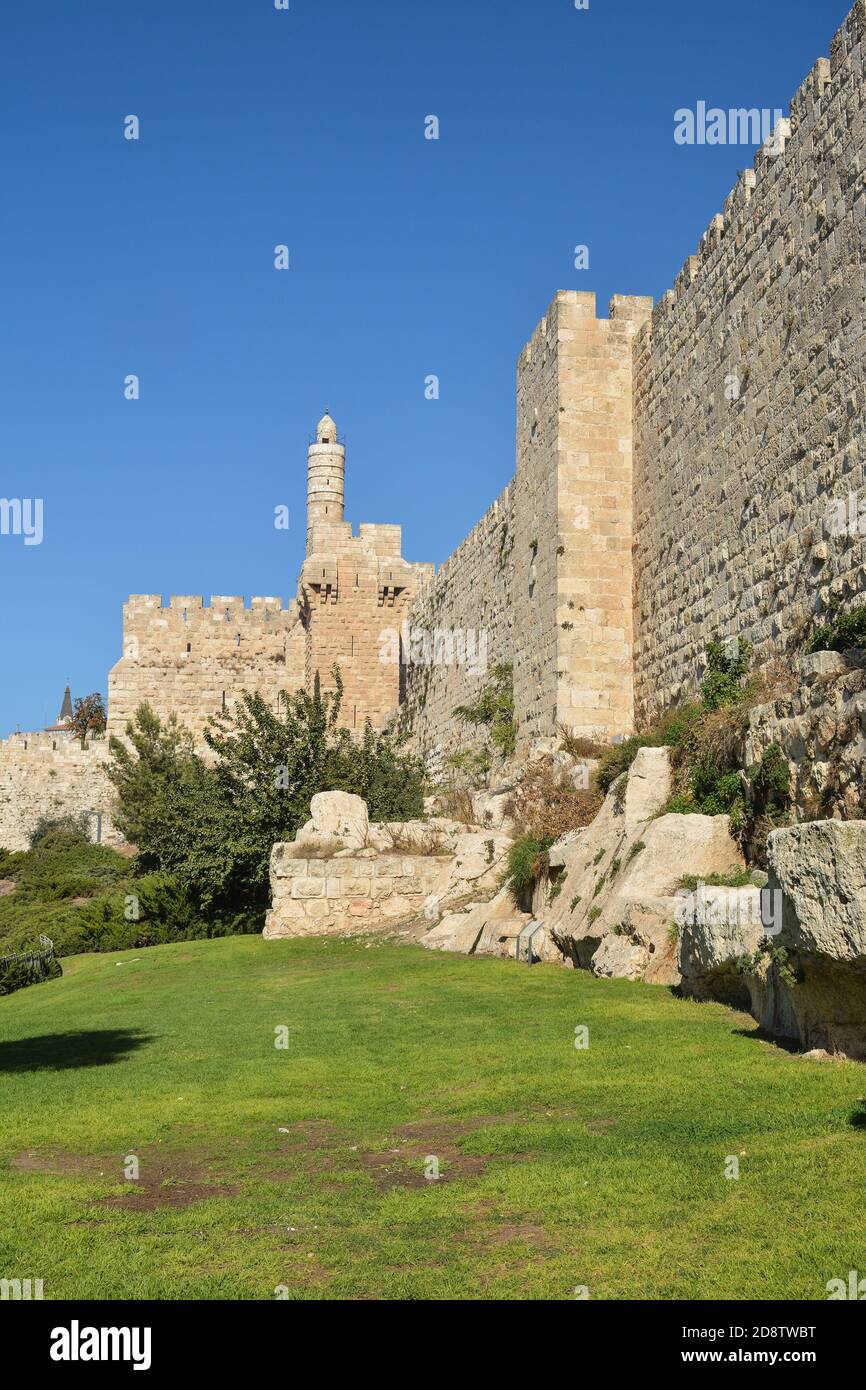 Jerusalem, Tower of David in the Old City. Walls and towers of the ...