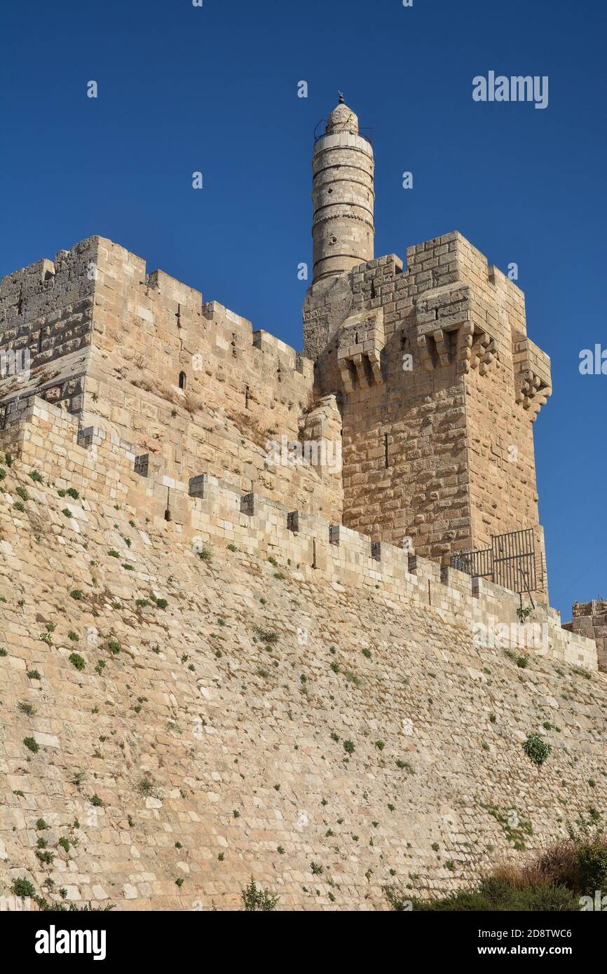 Jerusalem, Tower of David in the Old City. Walls and towers of the ...