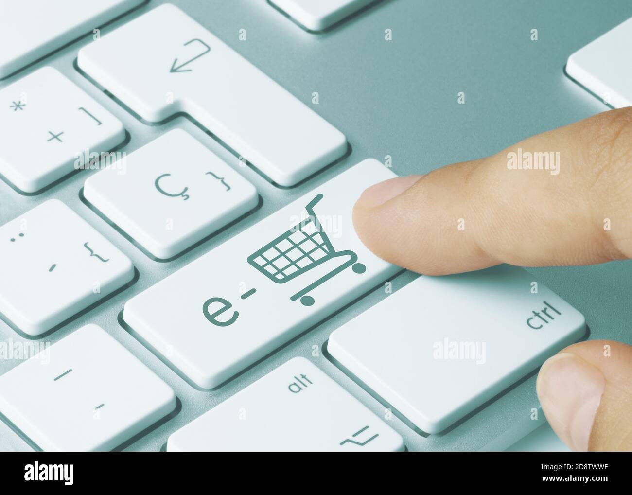 online shop logo in laptop keyboard Stock Photo - Alamy