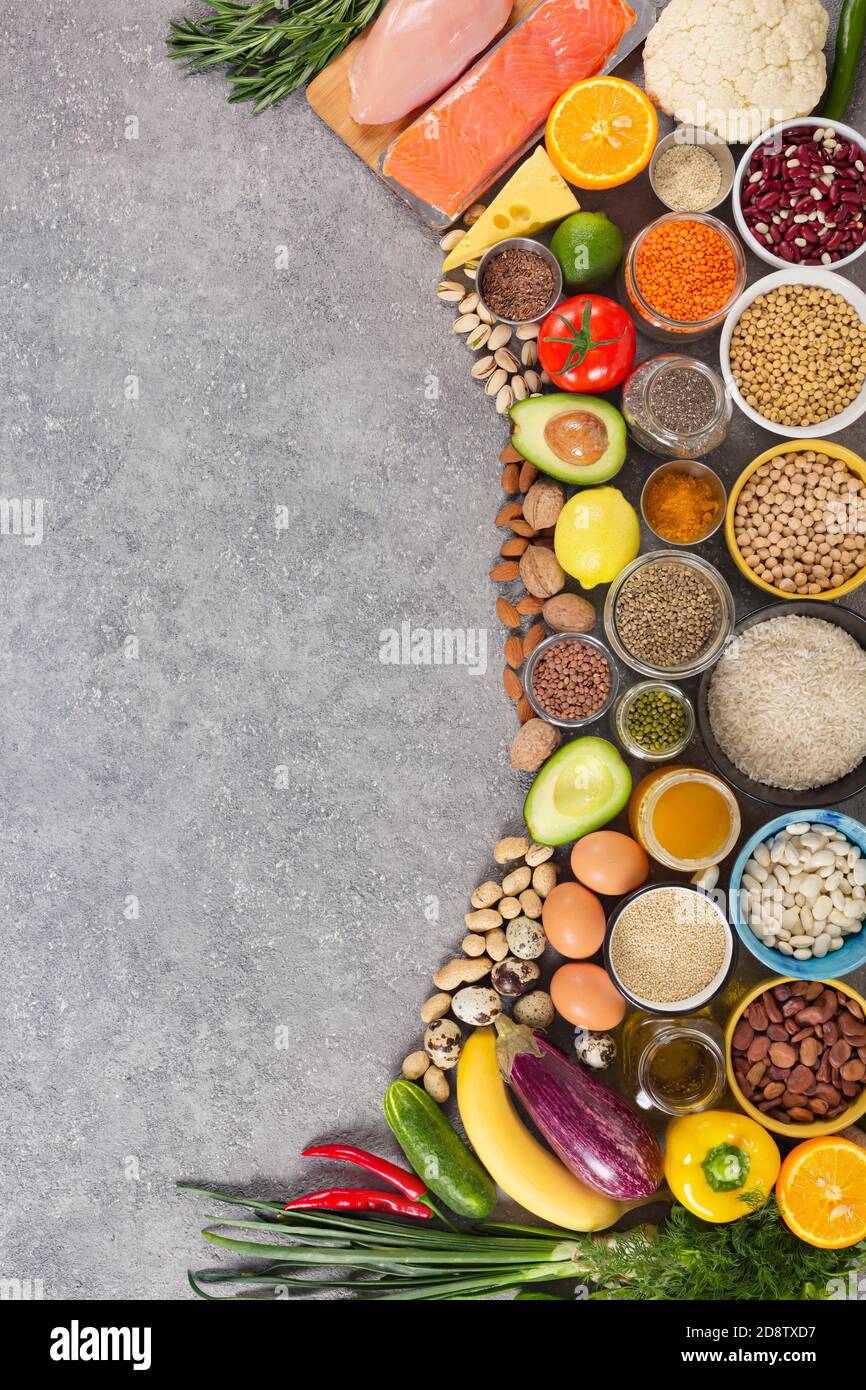 Balanced nutrition, assortment of eco products, sources of nutrients ...