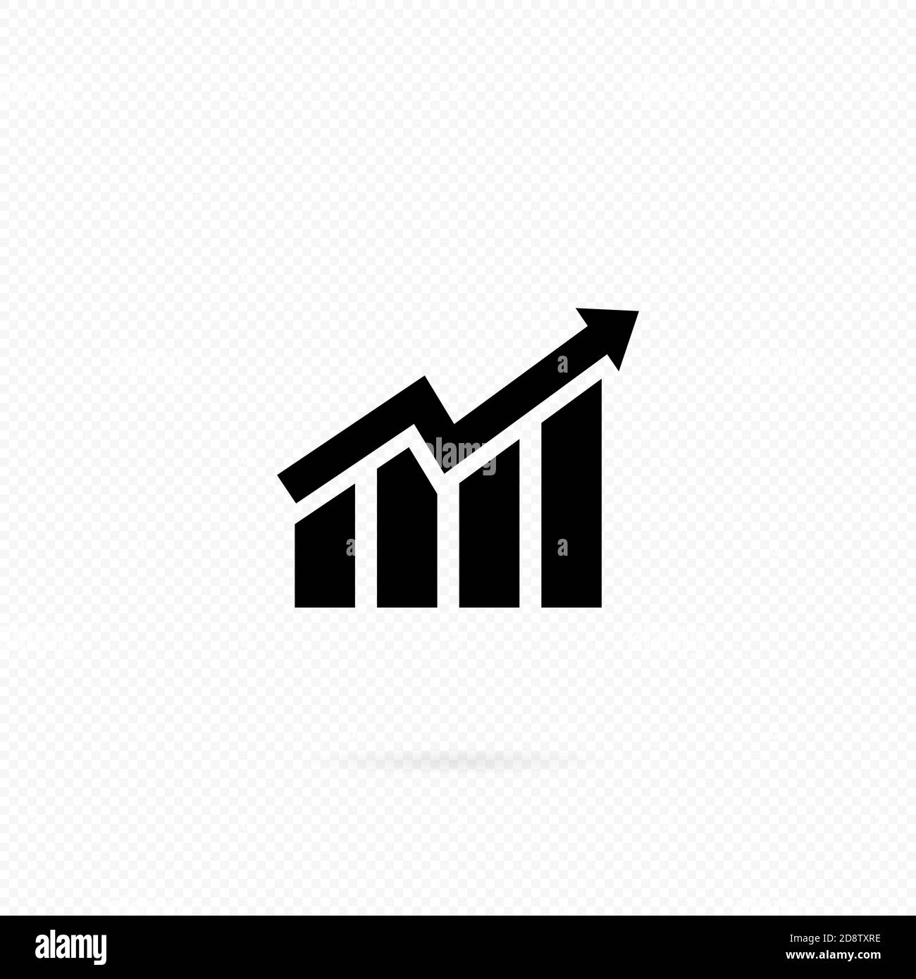 Ascendant bars graphic icon with rising arrow. Histogram icon in black. Infographic. Chart icon ...