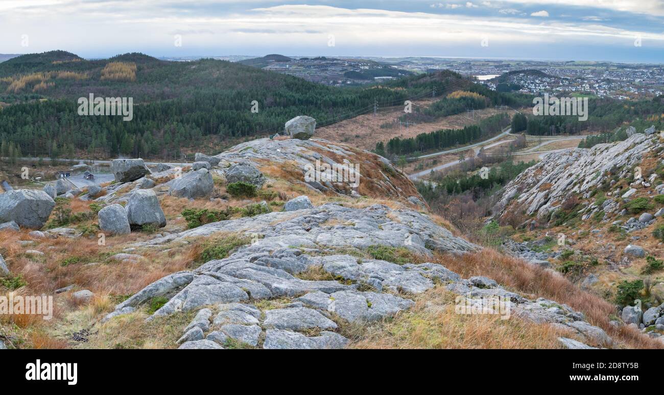 Norway summer fjords overlooking stavanger town and summer cross ...