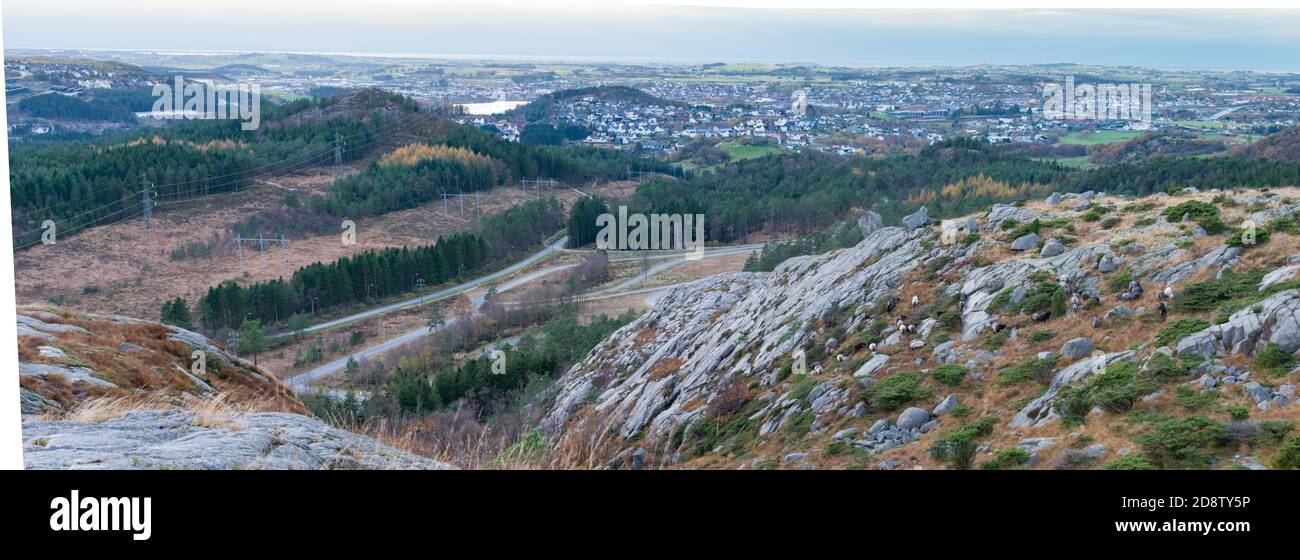 Norway summer fjords overlooking stavanger town and summer cross ...