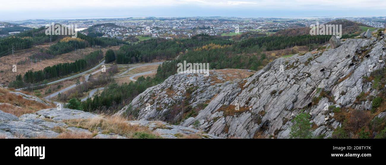 Norway summer fjords overlooking stavanger town and summer cross ...