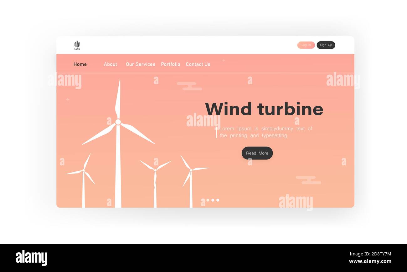Wind turbine banner. Ecological power plant. Wind energy power concept ...