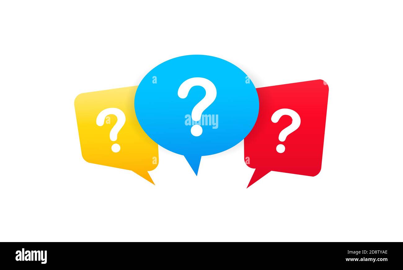 Colorful message box with question mark icon. Vector on isolated white ...