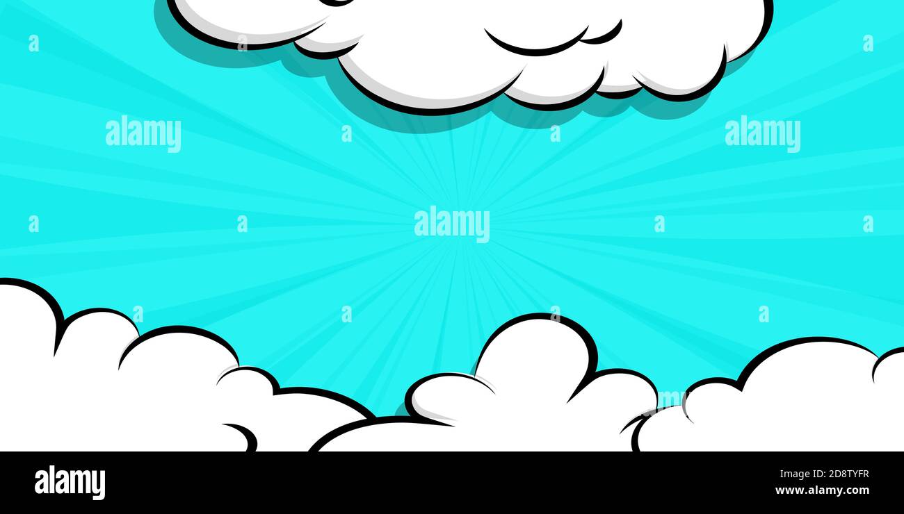 Cartoon puff cloud blue background for text template Stock Vector Image ...