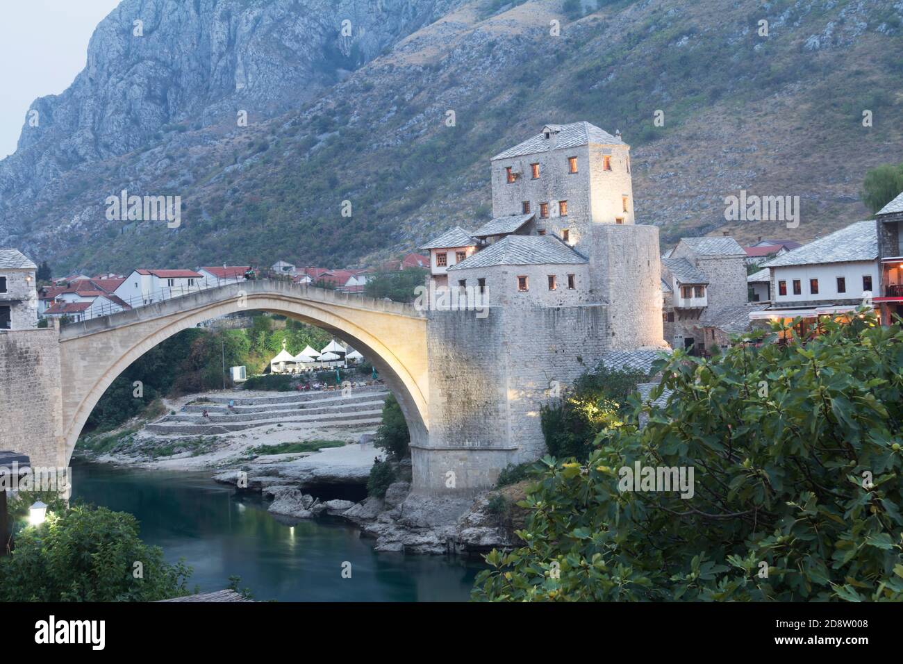 The Old Bridge in Mostar in a beautiful summer day, Bosnia and ...