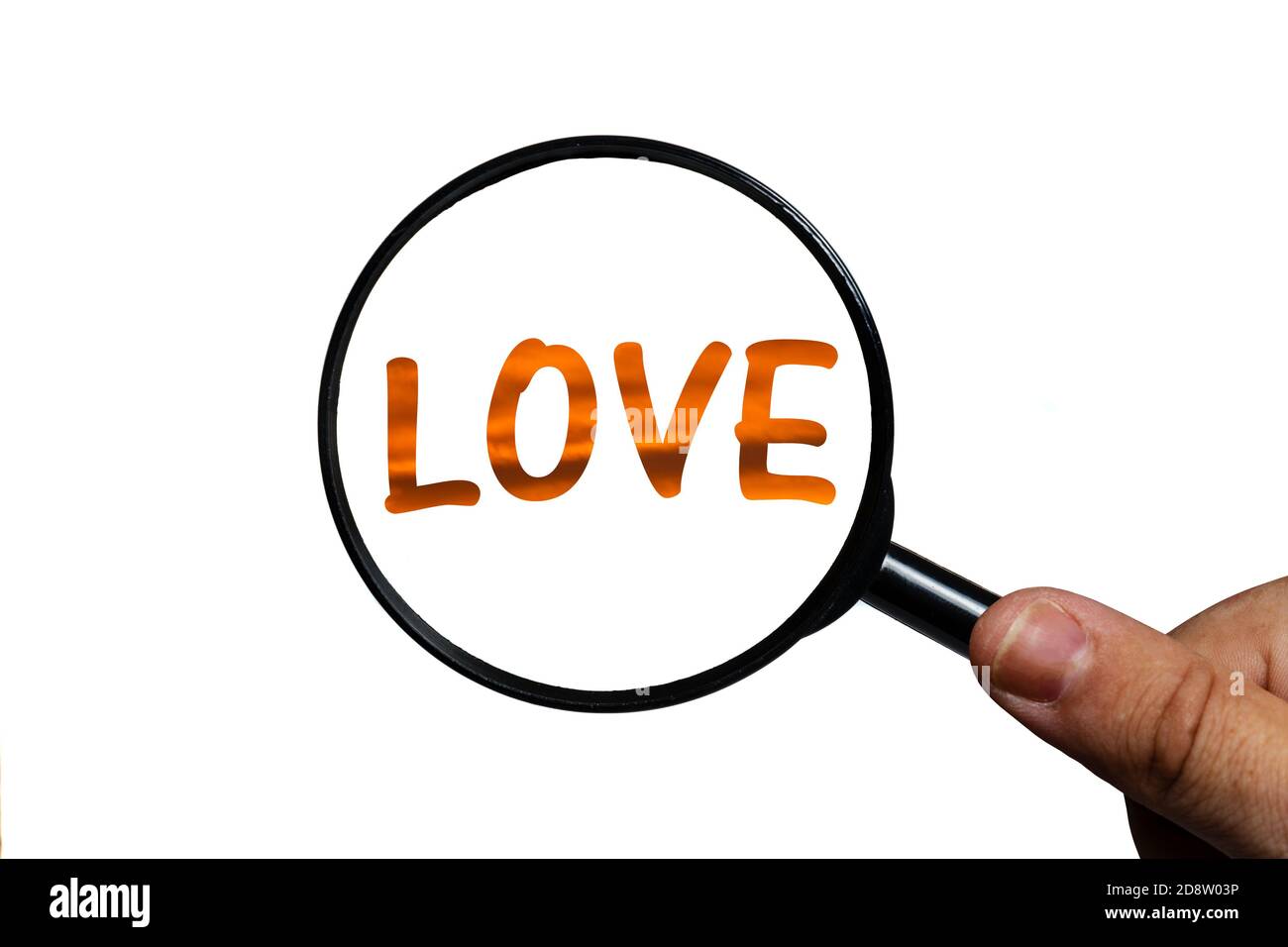 Magnifying glass love word on hi-res stock photography and images - Alamy