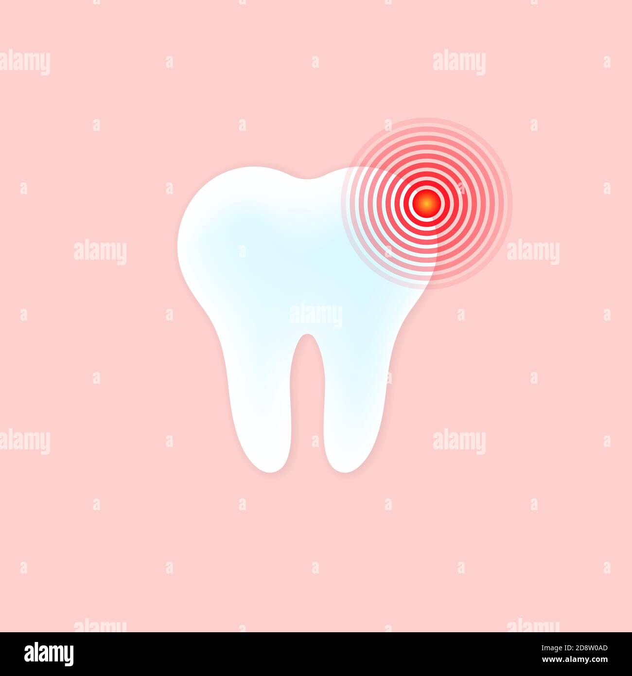 Tooth pain icon. Dental sign. Pain red circle. Toothache concept ...