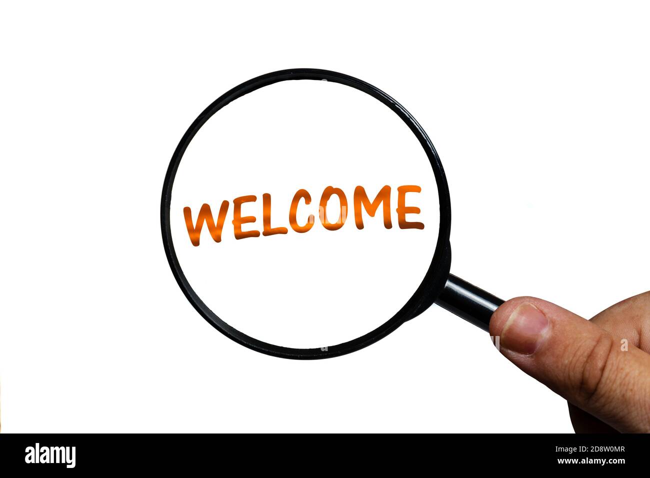 Word welcome magnifying glass hi-res stock photography and images - Alamy