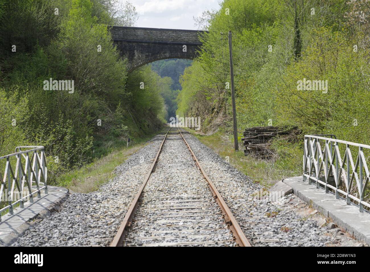 Straight railway line going towards the horizon Stock Photo - Alamy