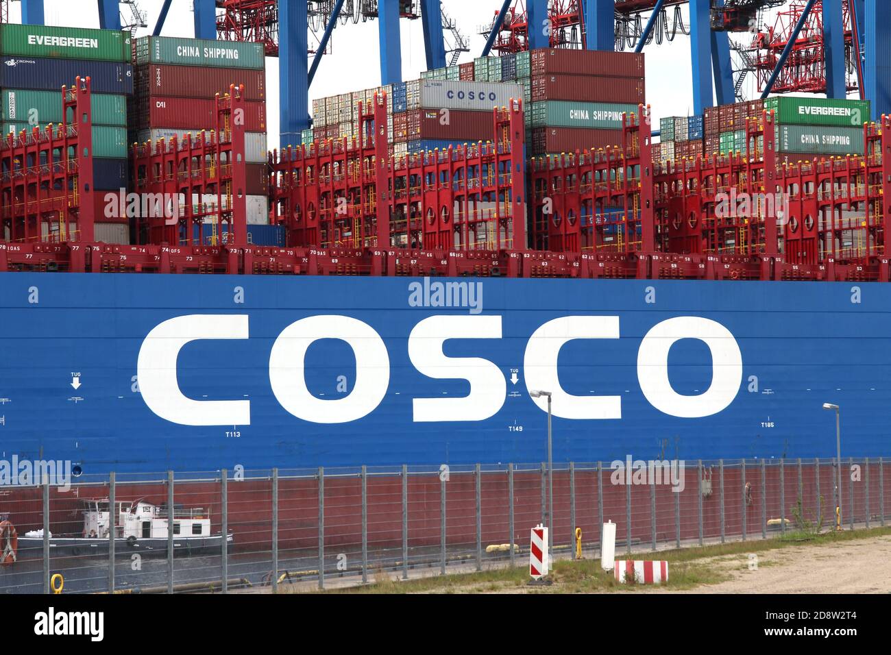 Hamburg, Germany, May 11, 2019: A container ship of the COSCO shipping ...