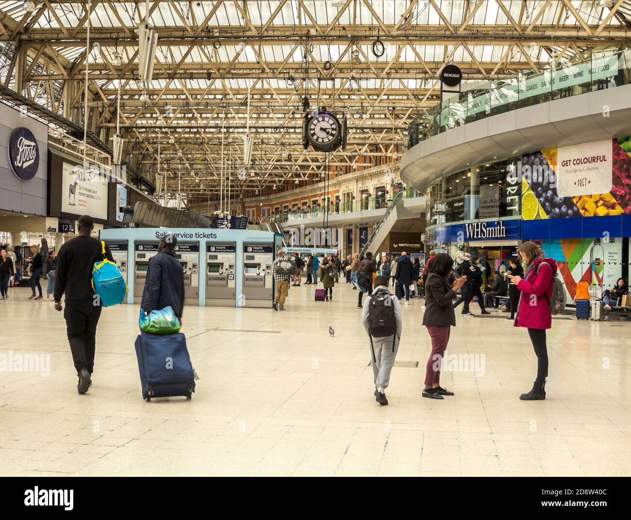 London, England - May 6, 2019: Inside view of Waterloo Station, since ...